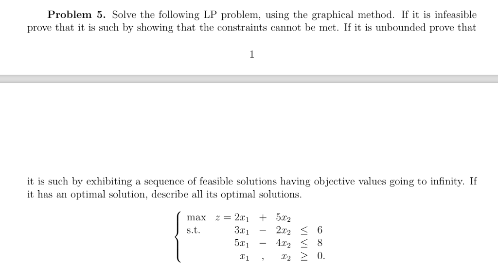 Solved Problem 5. Solve the following LP problem, using the | Chegg.com