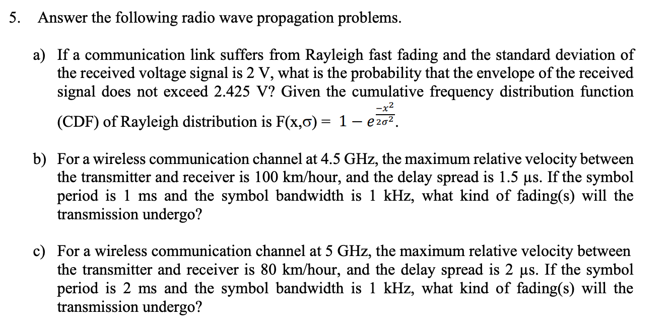 5. Answer the following radio wave propagation | Chegg.com