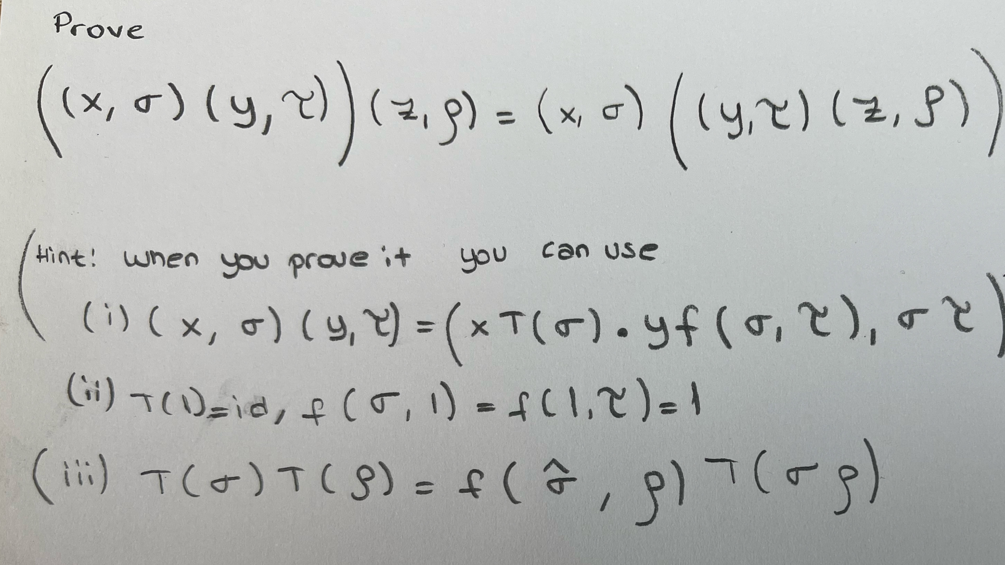 Solved Prove ((x,σ)(y,τ))(z,ρ)=(x,σ)((y,τ)(z,ρ)) (tint: When | Chegg.com
