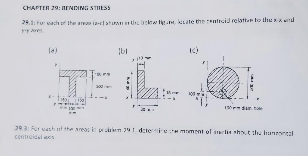 Solved CHAPTER 29: BENDING STRESS 29.1: For each of the | Chegg.com