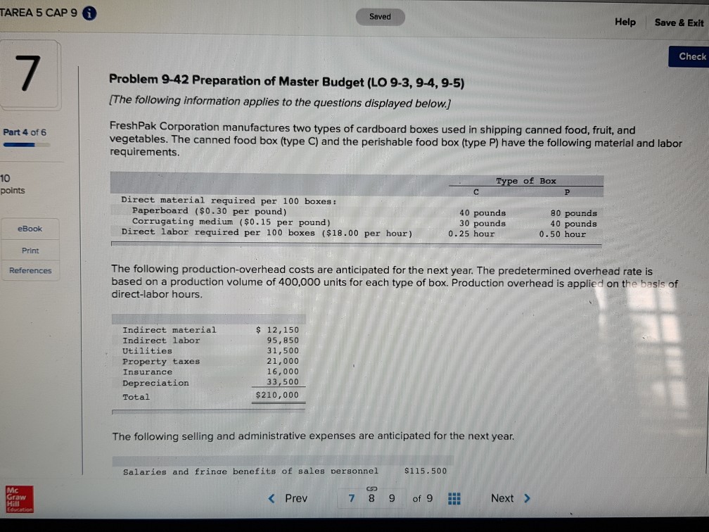 Solved TAREA 5 CAP 9 Saved Help Save & Exit Check 7 Problem | Chegg.com