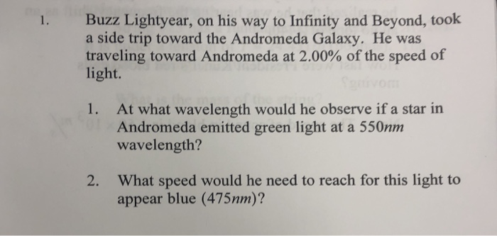 Solved Buzz Lightyear, on his way to Infinity and Beyond, | Chegg.com