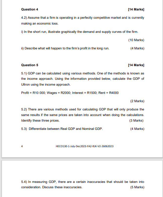 Solved Question 4 [14 Marks] 4.2) Assume that a firm is | Chegg.com