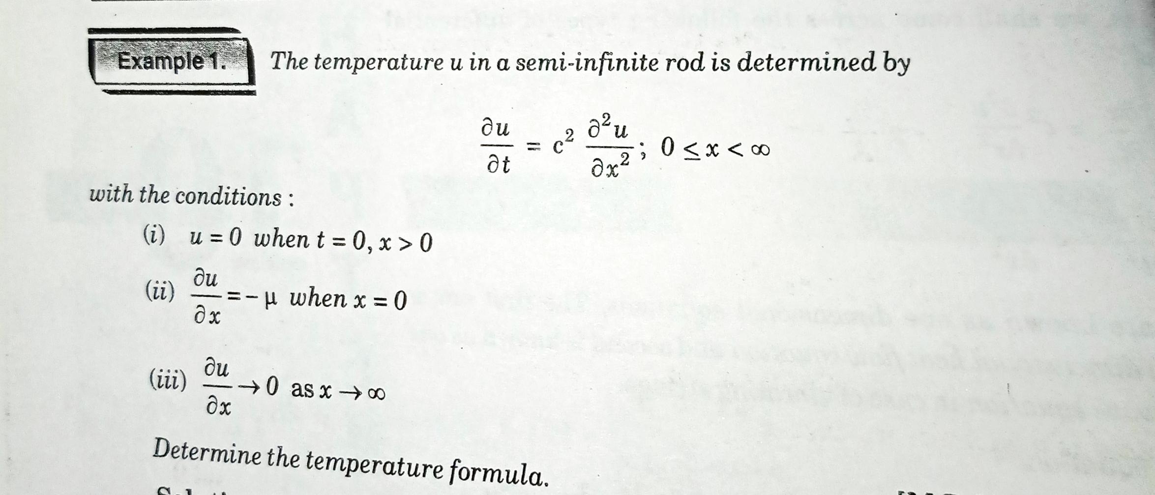 Solved Example 1. The temperature u in a semi-infinite rod | Chegg.com