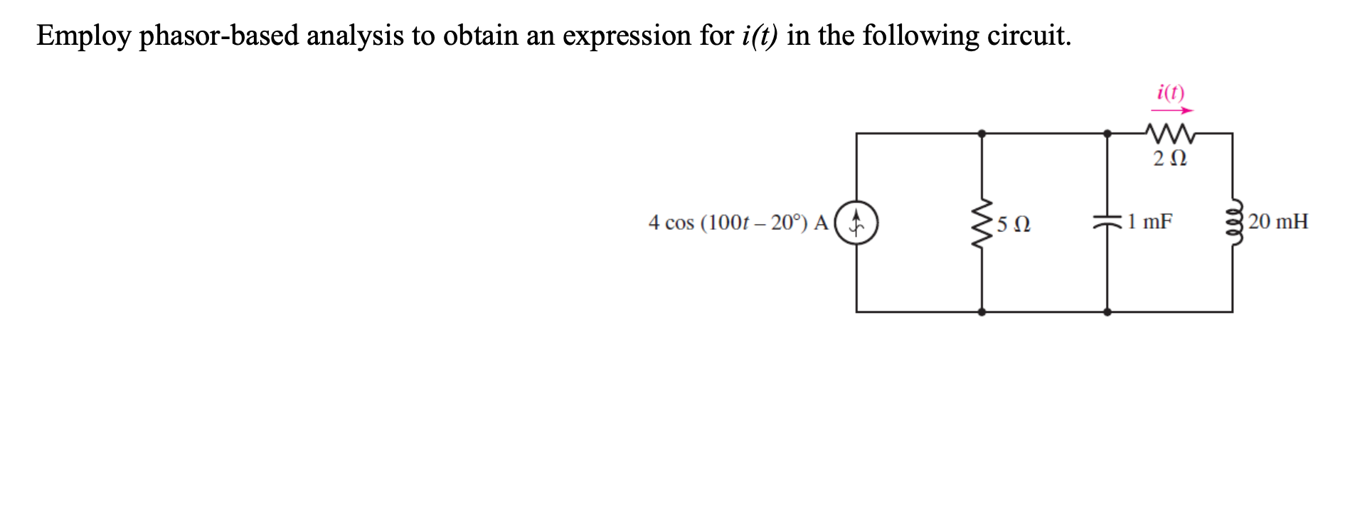 Solved Employ phasor-based analysis to obtain an expression | Chegg.com