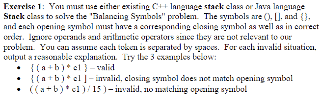 Solved Exercise 1: You must use either existing C++ language | Chegg.com