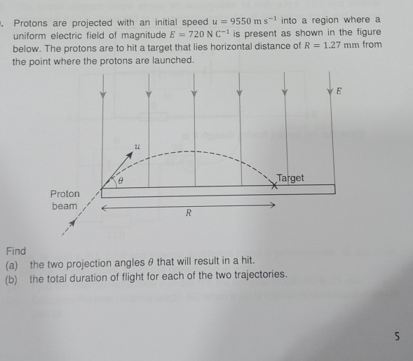 Solved . Protons are projected with an initial speed u=9550 | Chegg.com