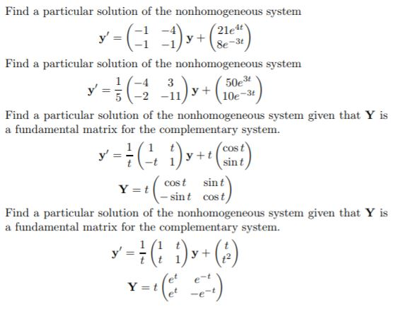 Solved Find a particular solution of the nonhomogeneous | Chegg.com