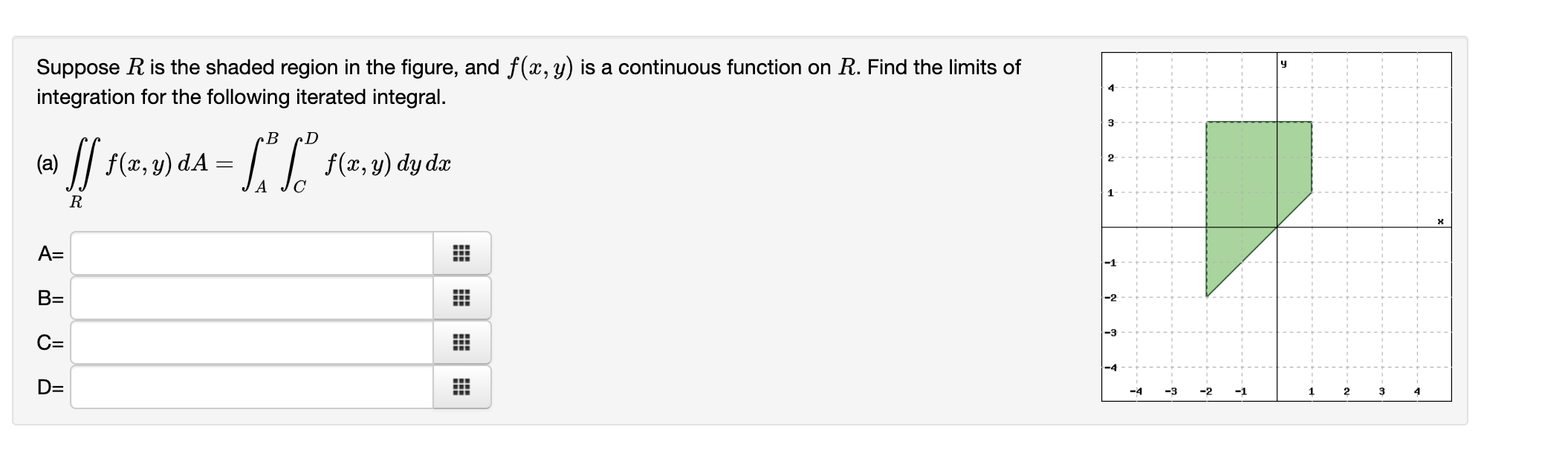 Solved Suppose R is the shaded region in the figure, and | Chegg.com