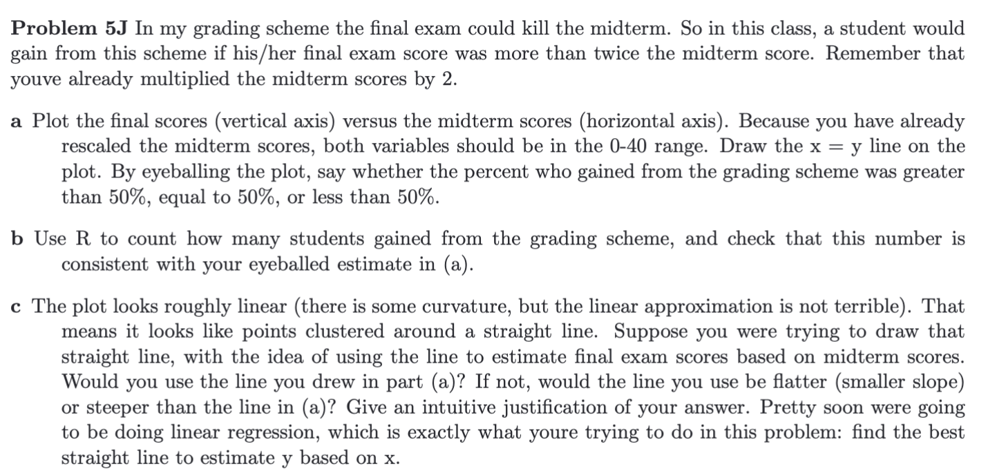 Problem 5J In my grading scheme the final exam could | Chegg.com
