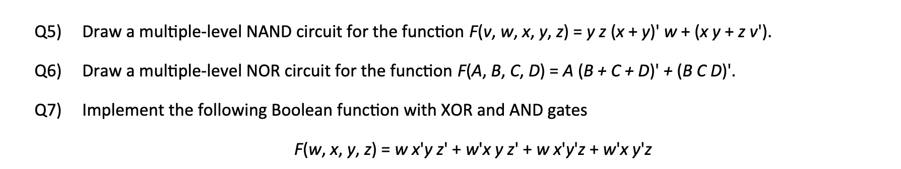 Solved Q5) ﻿Draw a multiple-level NAND circuit for the | Chegg.com