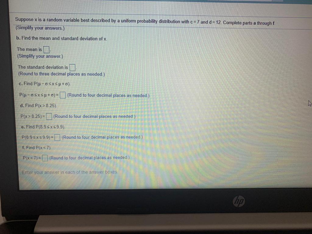 Solved Suppose x is a random variable best described by a | Chegg.com