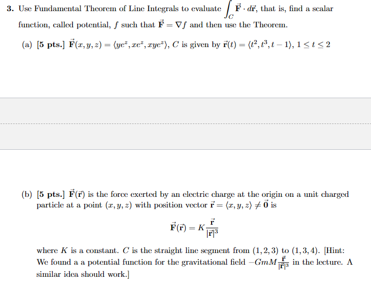 Solved 3. Use Fundamental Theorem of Line Integrals to | Chegg.com