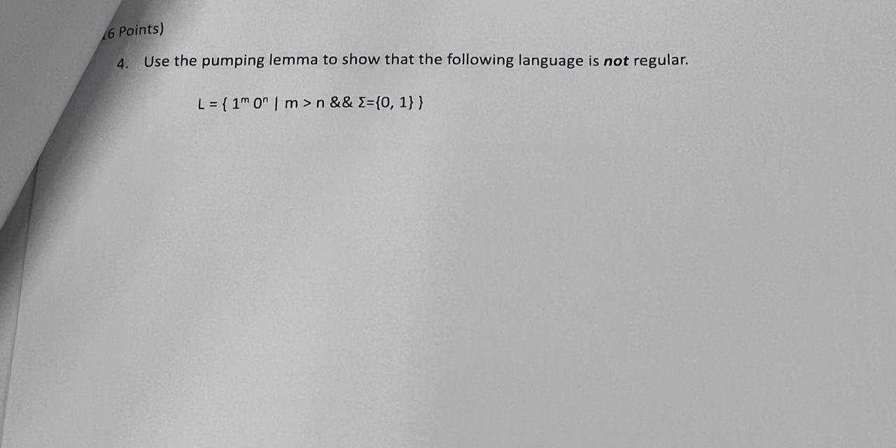 Solved 4. Use the pumping lemma to show that the following | Chegg.com