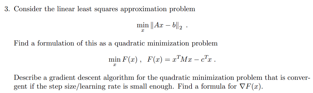 Solved 3. Consider the linear least squares approximation | Chegg.com
