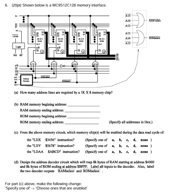 Solved 20pt shown Below Is A Mc9s12c128 memory