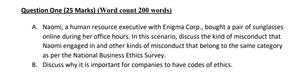 Solved Question One (25 Marks) (word Count 200 Words) A.