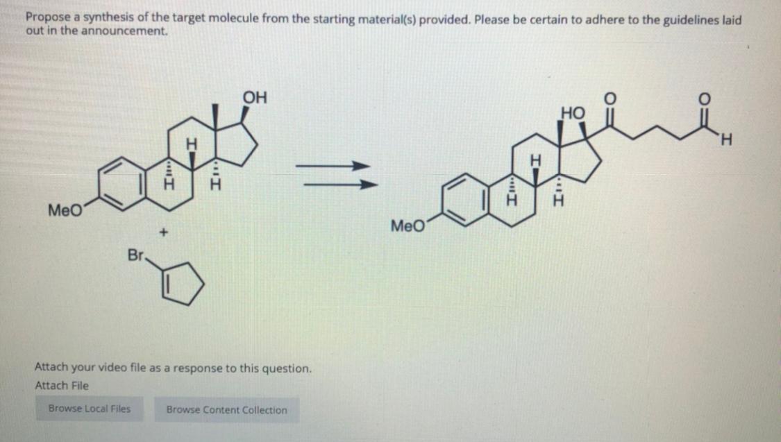 Solved Propose a synthesis of the target molecule from the | Chegg.com