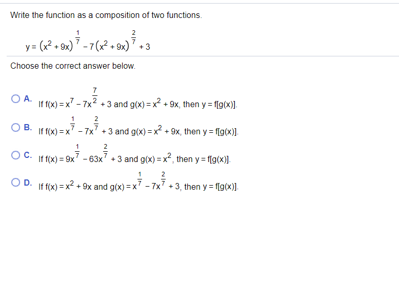 Solved Write the function as a composition of two functions. | Chegg.com