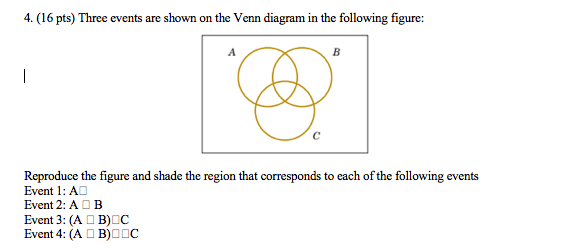 4. (16 pts) Three events are shown on the Venn | Chegg.com