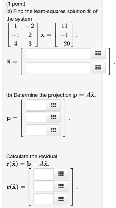 Solved (a) Find the least-squares solution x^cap of the | Chegg.com