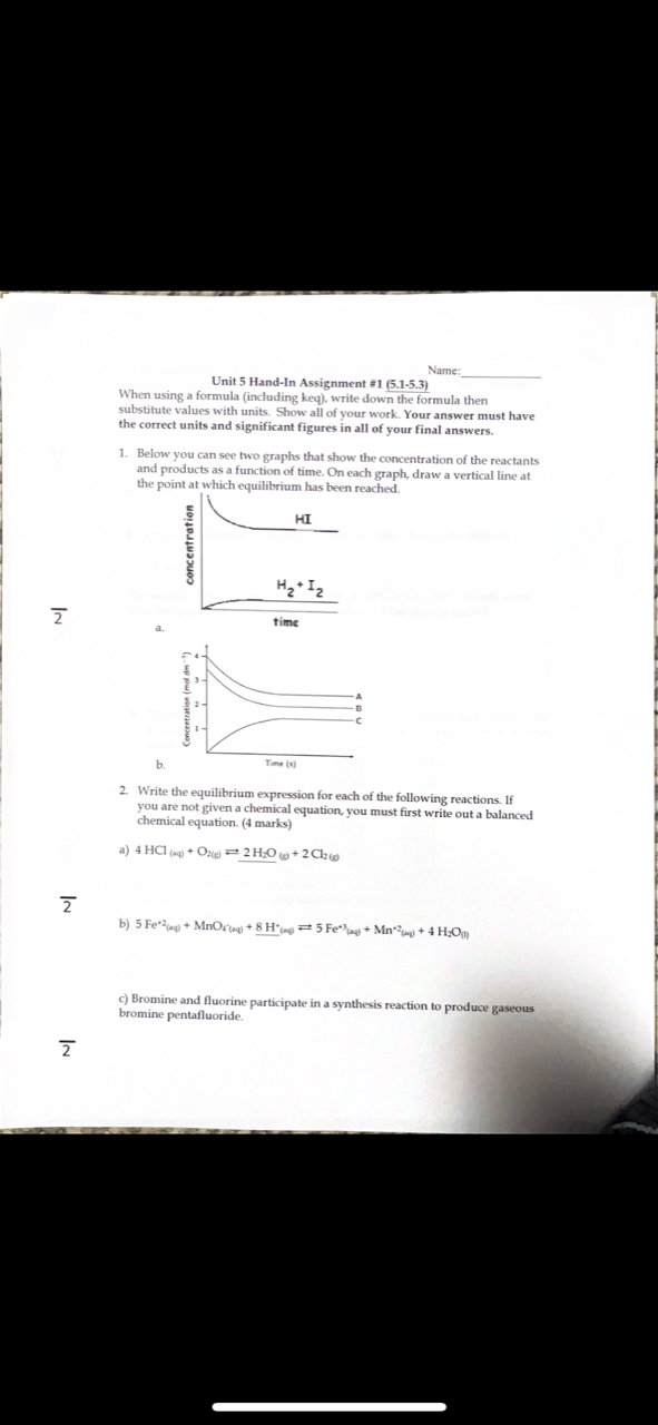 Solved Name: Unit 5 Hand-In Assignment ≈1 (5.1-5.3) When | Chegg.com
