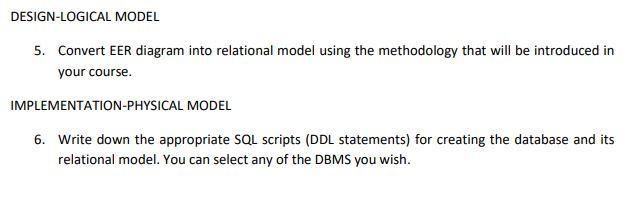 Solved In this project, you will design a database model for | Chegg.com