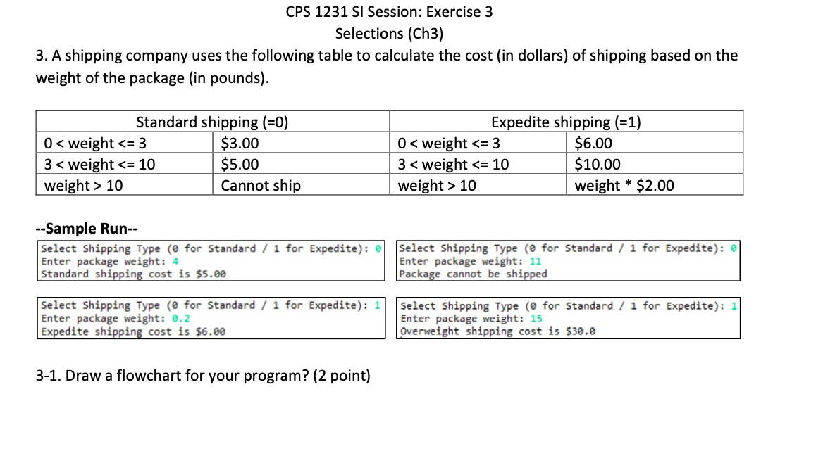 Solved CPS 1231 SI Session: Exercise 3 Selections (Ch3) 3. A | Chegg.com