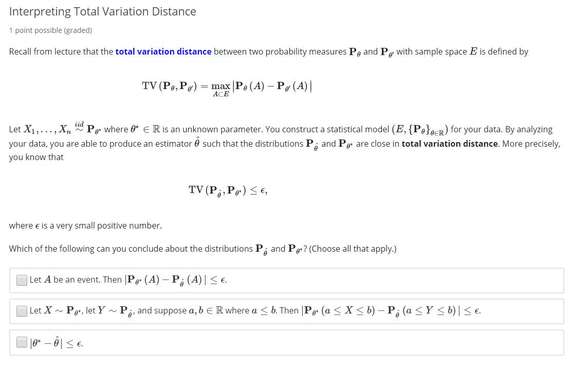Solved Interpreting Total Variation Distance 1 point | Chegg.com