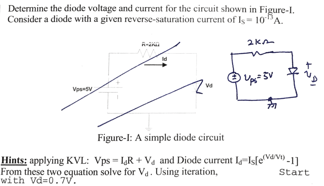 Solved Determine The Diode Voltage And Current For The