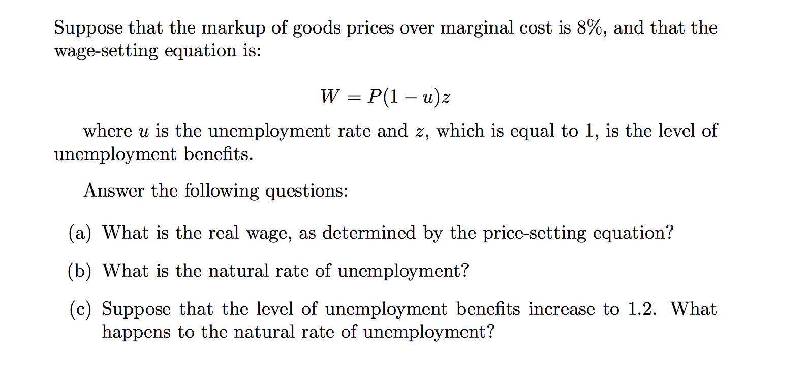 Solved Suppose that the markup of goods prices over marginal | Chegg.com
