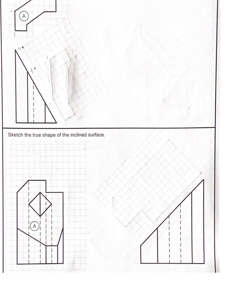 Solved Sketch the true shape of the inclined surface. | Chegg.com
