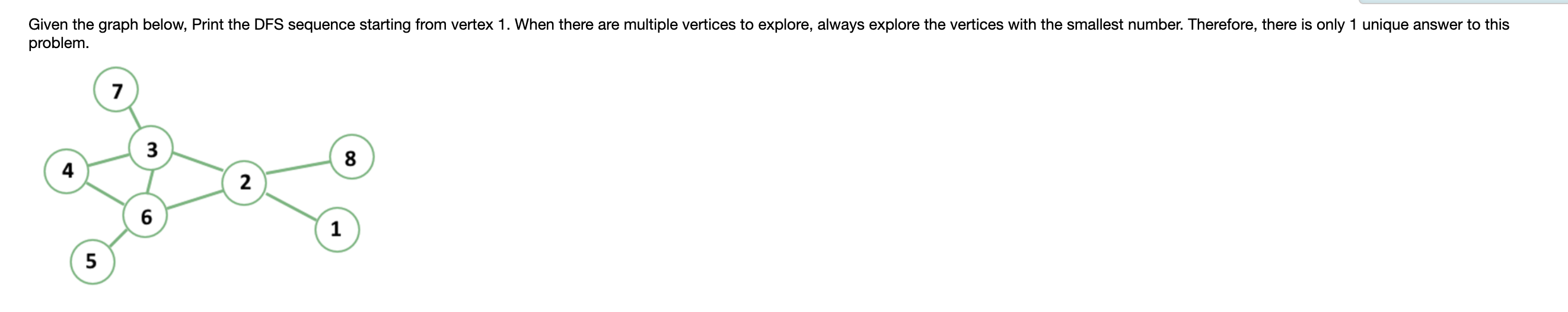Solved Given the graph below, Print the DFS sequence | Chegg.com