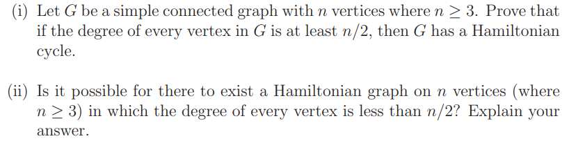 Solved (i) Let G be a simple connected graph with n vertices | Chegg.com