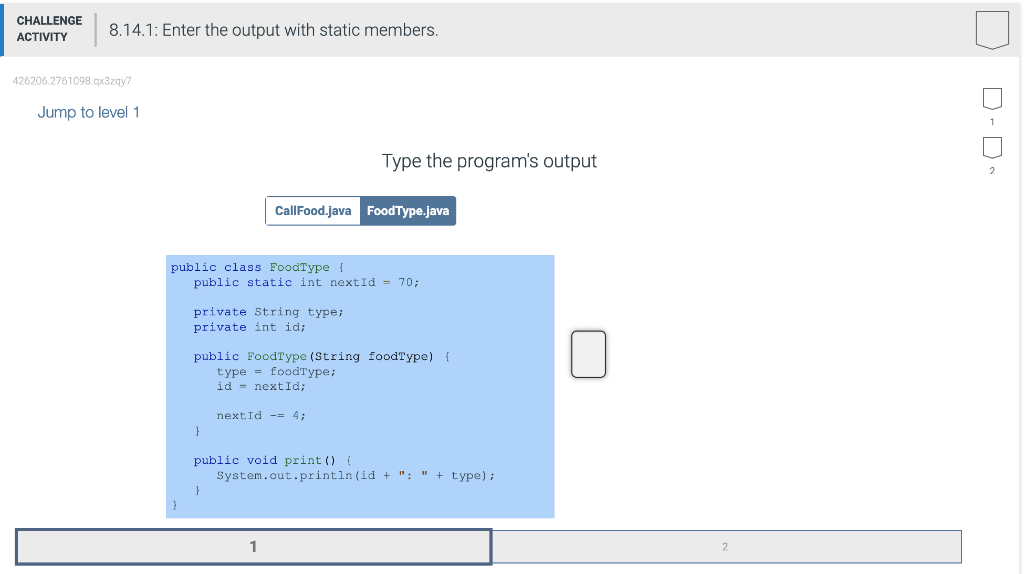Solved Type the program's output public class FoodType \{ | Chegg.com