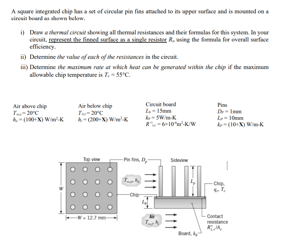 Solved A square integrated chip has a set of circular pin | Chegg.com