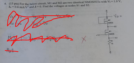 Solved 4. (15 pts) For the below circuit, M1 and M2 are two | Chegg.com