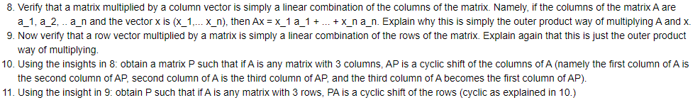 8. Verify that a matrix multiplied by a column vector | Chegg.com