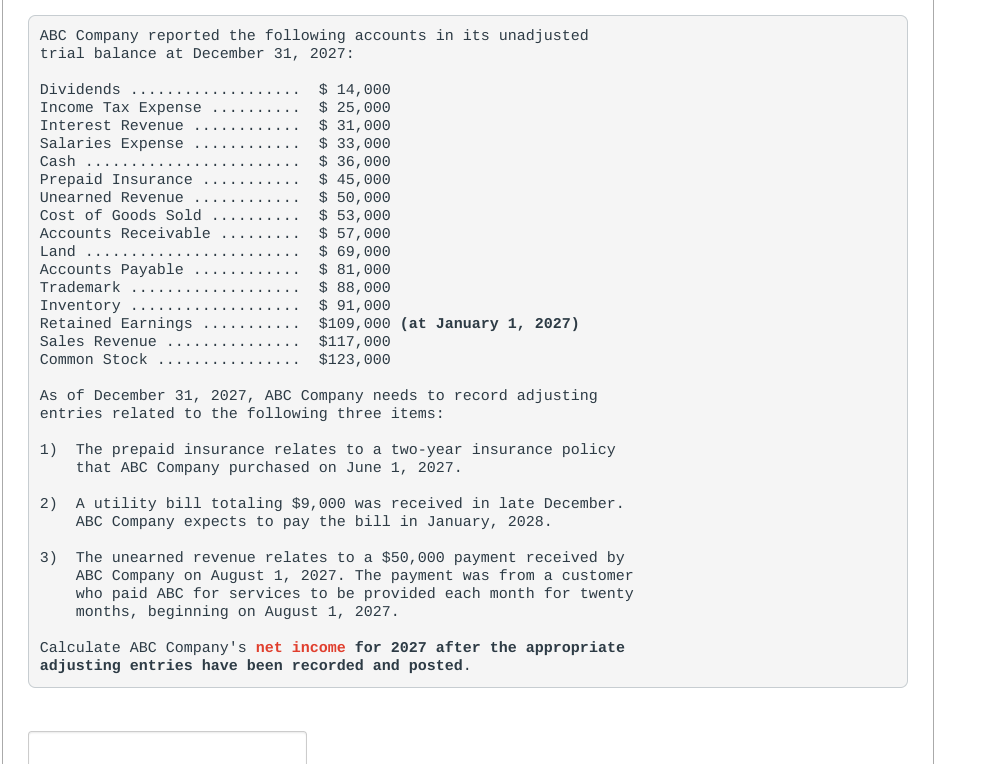 Solved ABC Company reported the following accounts in its | Chegg.com