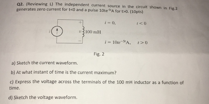 Solved Q2. (Reviewing L) The independent current source in | Chegg.com