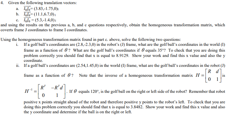 4. Given the following translation vectors: a. | Chegg.com