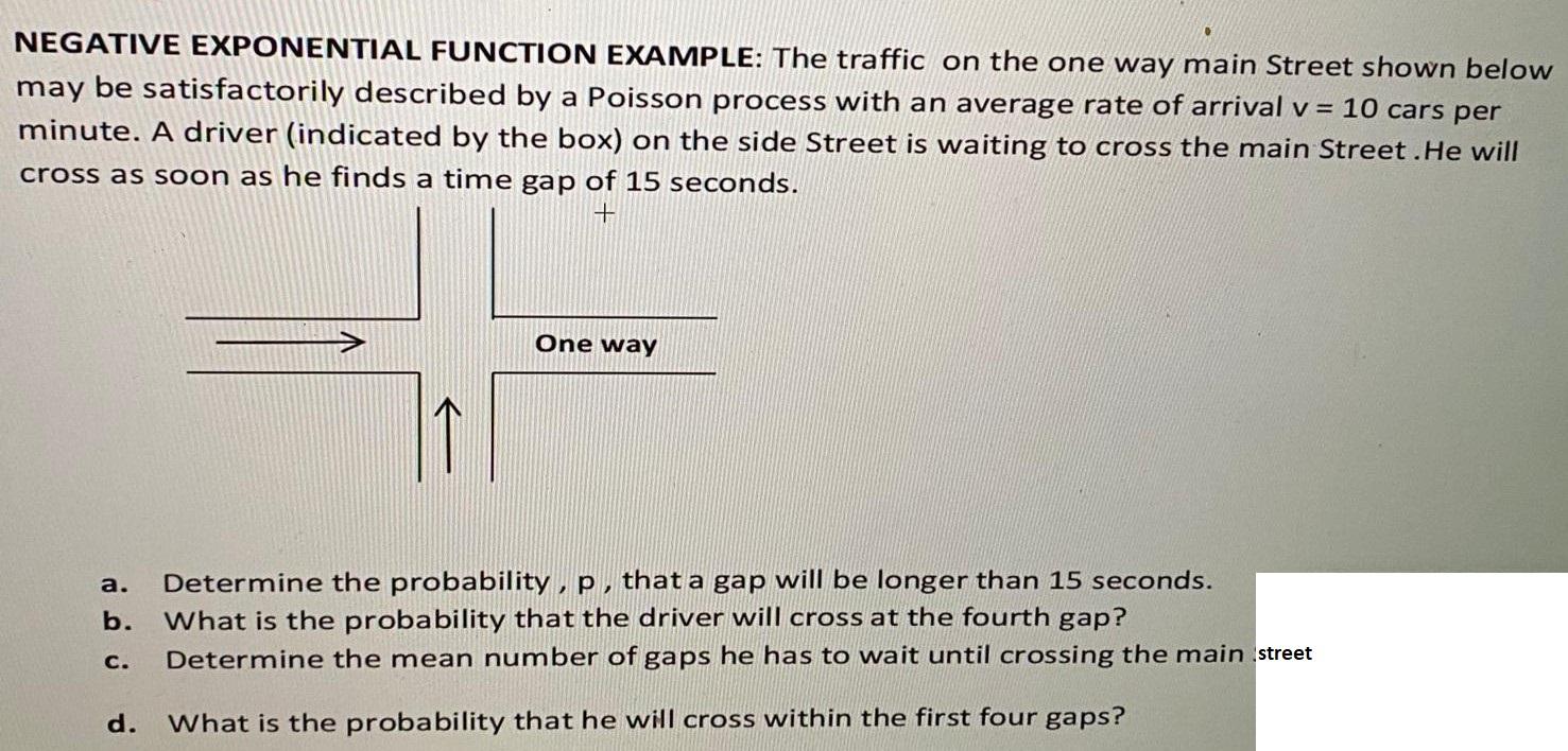 Solved NEGATIVE EXPONENTIAL FUNCTION EXAMPLE: The traffic on | Chegg.com