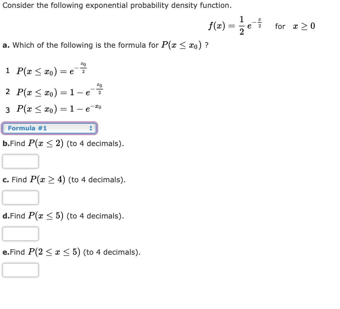 Solved Consider the following exponential probability | Chegg.com