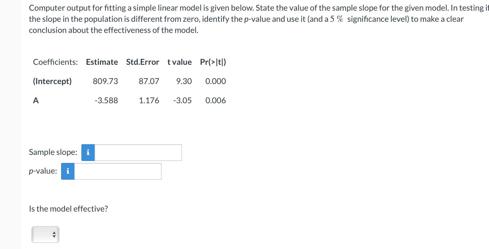 Solved Computer output for fitting a simple linear model is | Chegg.com