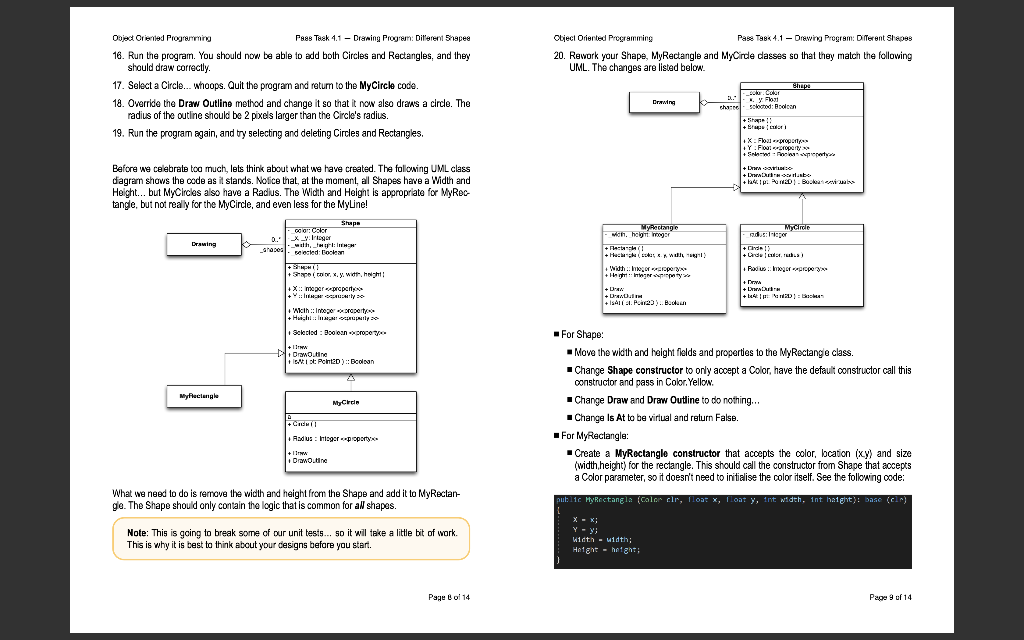 Shape - Alcanager Object Oriented Programming Pas | Chegg.com