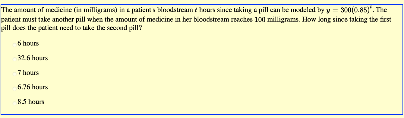 Solved The amount of medicine (in milligrams) in a patient's | Chegg.com