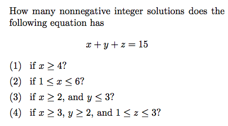 Solved How many nonnegative integer solutions does the | Chegg.com