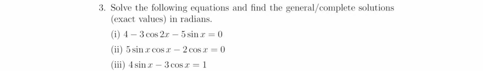 Solved 3. Solve the following equations and find the | Chegg.com