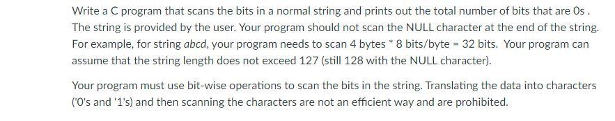 Solved Write a C program that scans the bits in a normal | Chegg.com