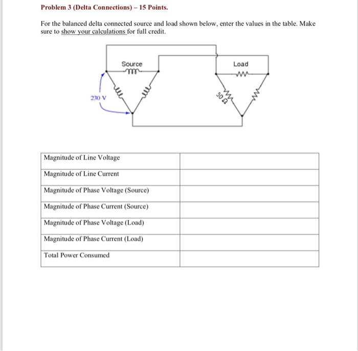 Solved Problem 3 (Delta Connections)-15 Points. For the | Chegg.com
